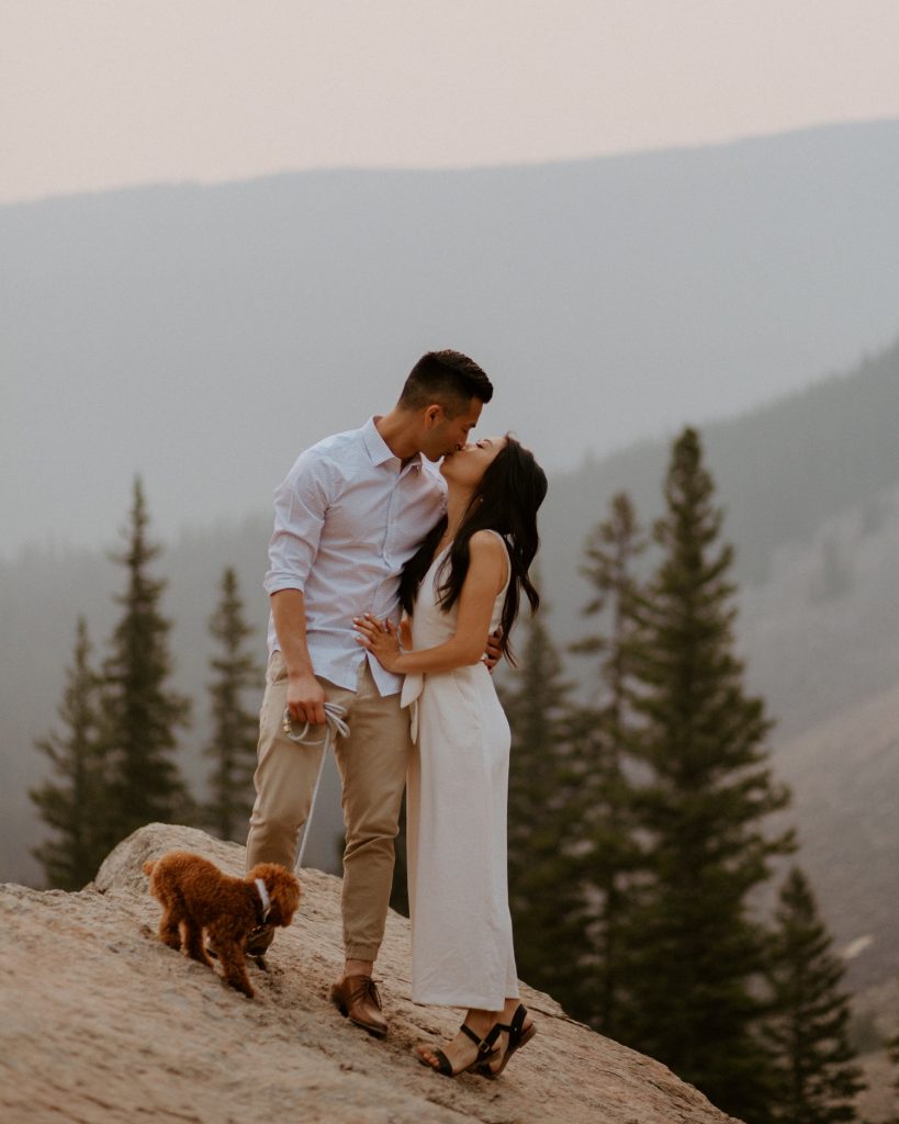 Banff Proposal Photos at Moraine Lake during sunrise